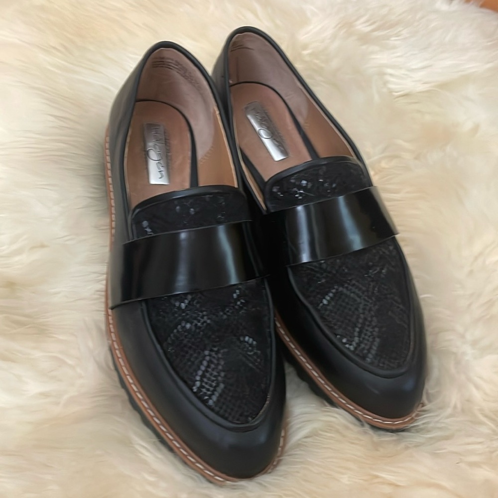 Halogen Emily Loafer Flat Black Leather Size 7.5 - Gem